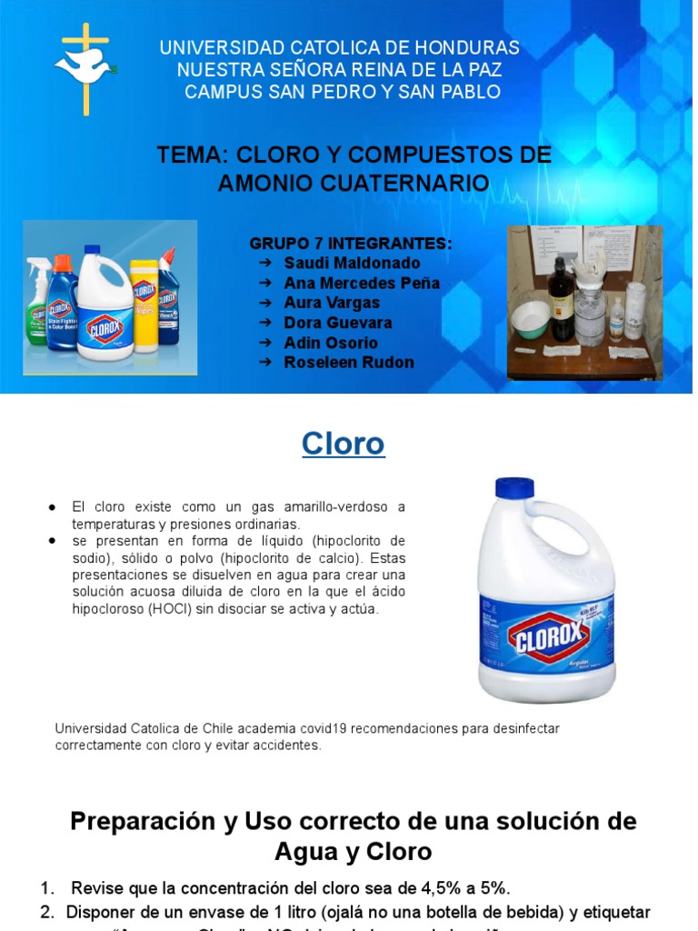 Presentacion Terapeutica | PDF | Cloro | Sustancias químicas