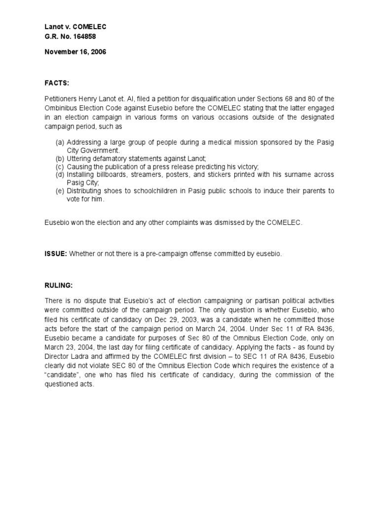 Group 5 - Case Digests | PDF | Commission On Elections (Philippines ...