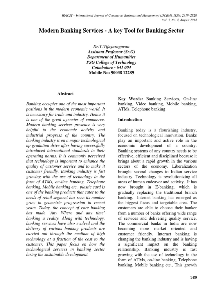 Modern Banking Services - A Key Tool For Banking Sector: Mobile No ...