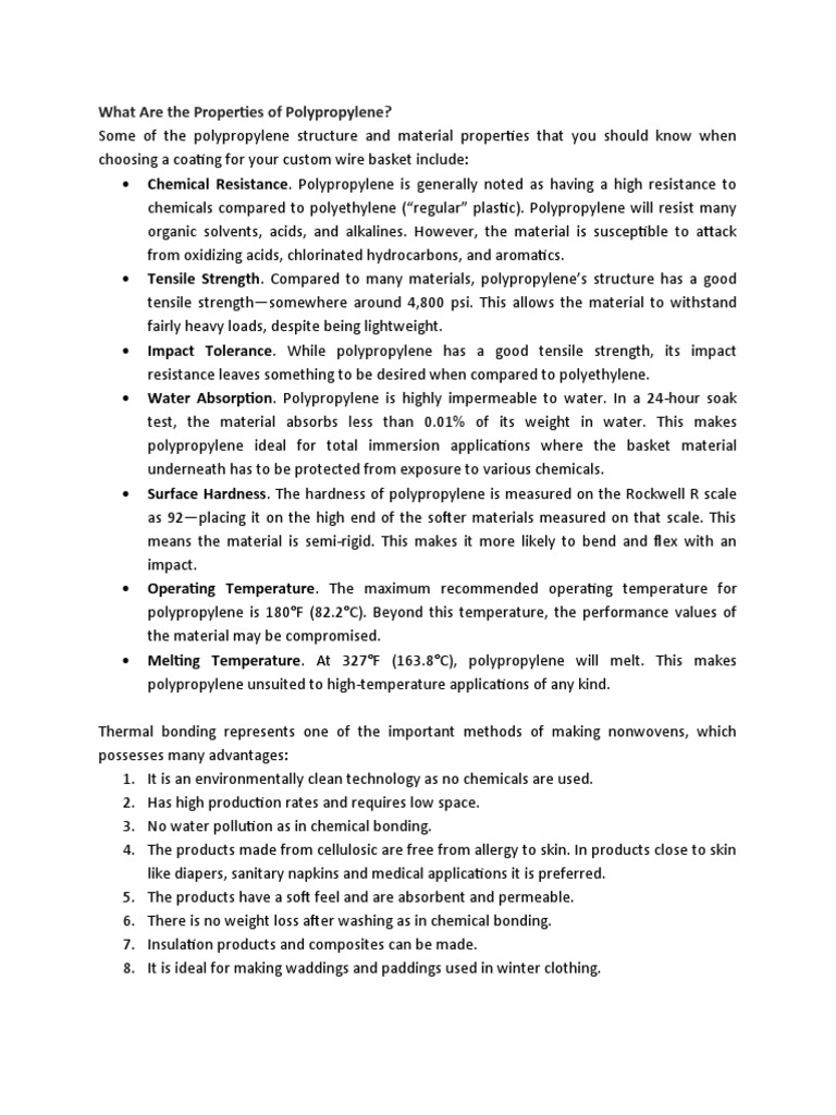 What Are The Properties of Polypropylene | PDF | Polyethylene | Water