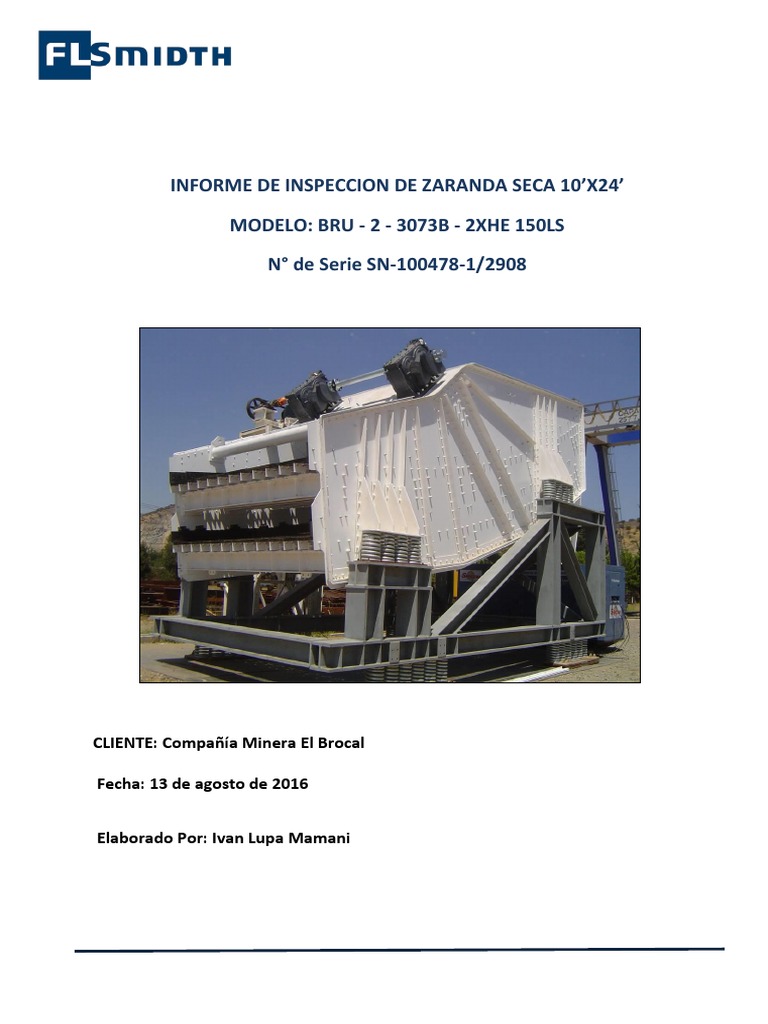 Informe de Inspección de Zaranda 10'x24' | PDF | Materiales | Ingeniería mecánica