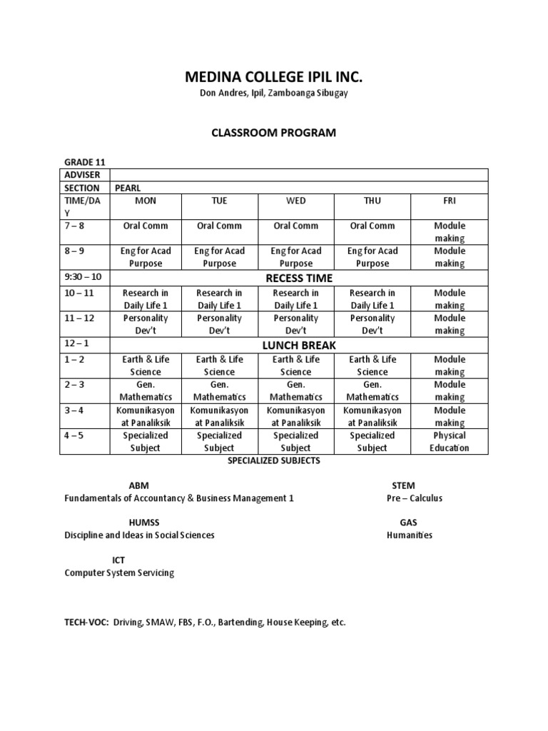 Classroom Program Shs | PDF | Science, Technology, Engineering, And ...