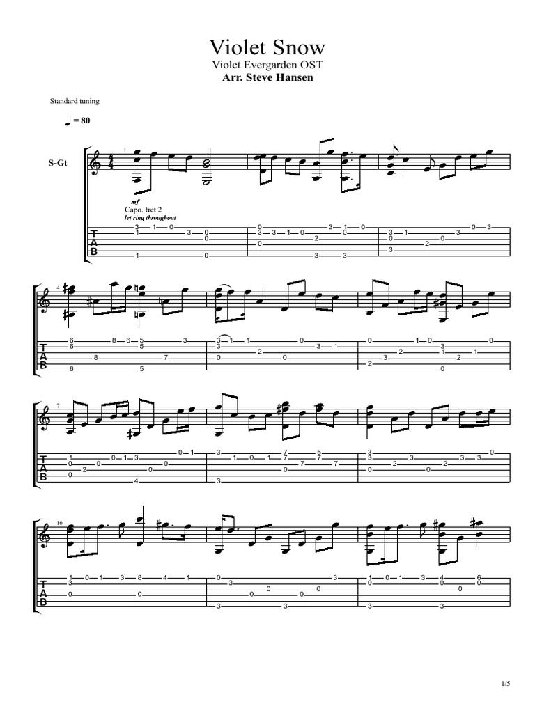 Violet Evergarden OST: Let It Snow Chords | PDF | String Instruments ...