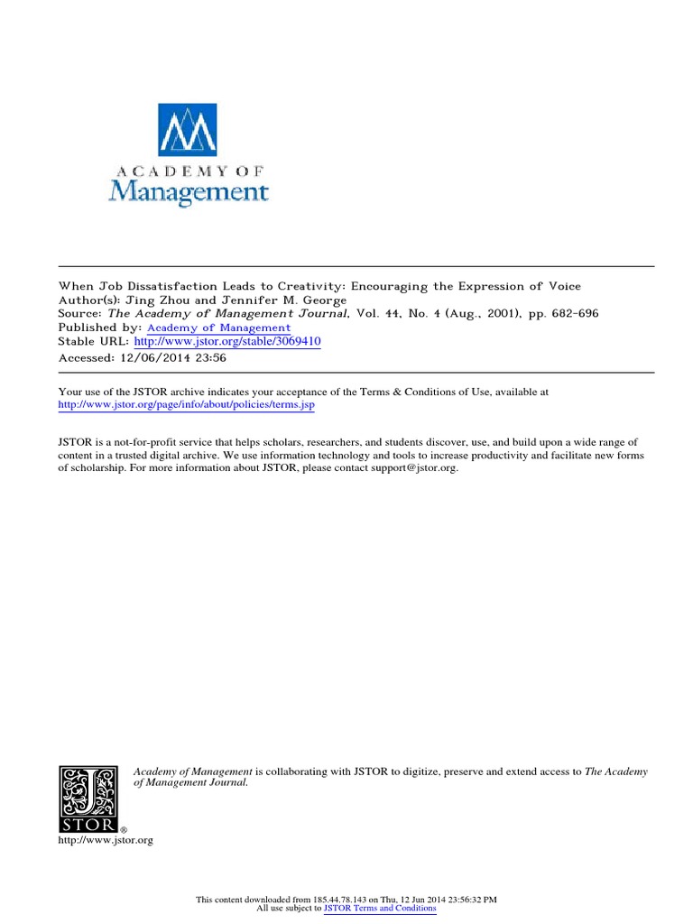 Creative Personality Scale (See Appendix) | PDF | Job Satisfaction ...