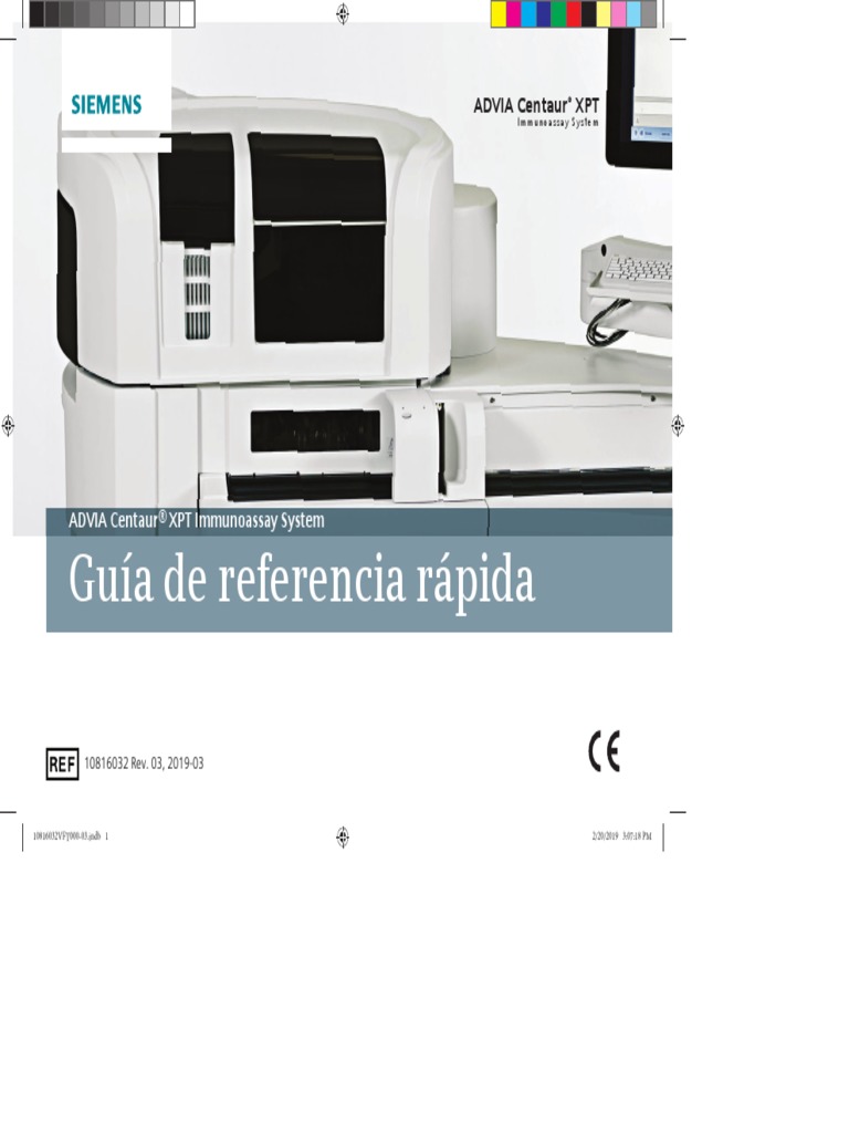 ADVIA Centaur XPT Immunoassay System Quick Reference Guide, ES ...