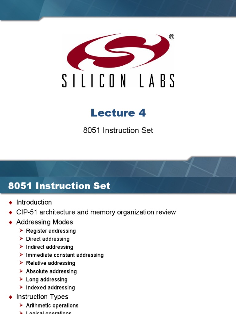 8051 Instruction Set Rv01 | Download Free PDF | Arithmetic | Computer Architecture