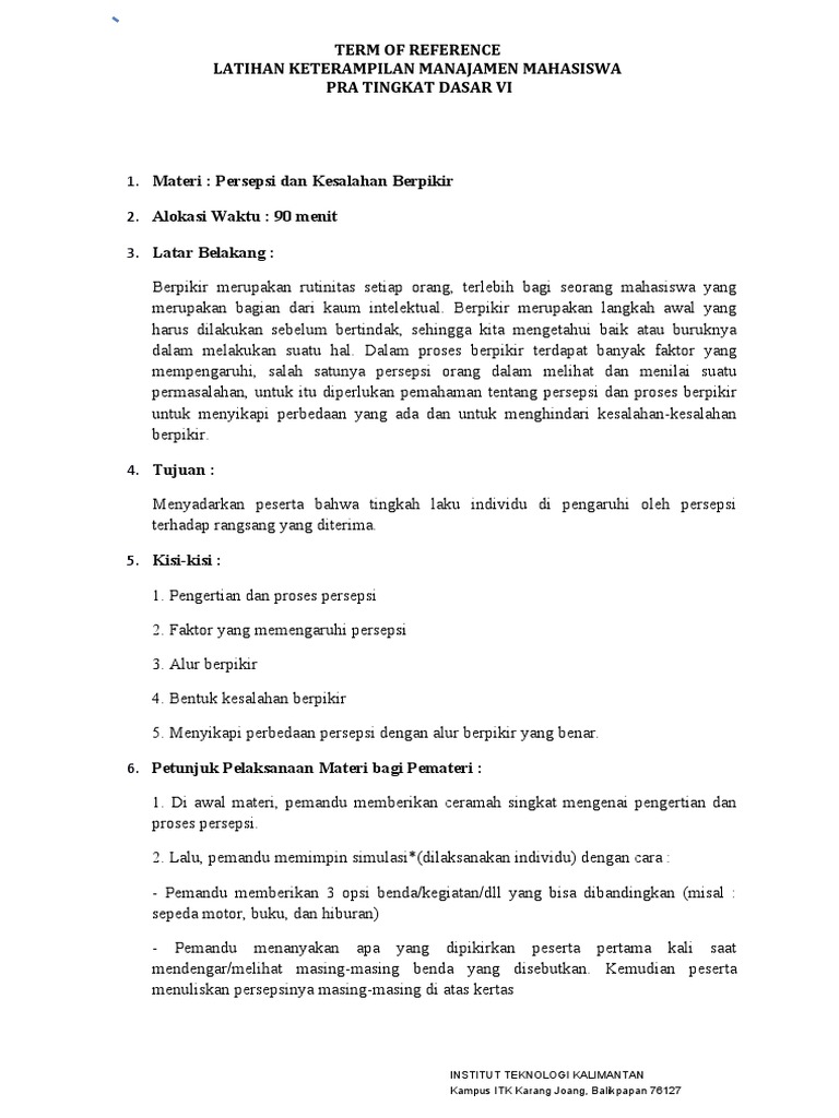 Tor PERSEPSI LKMM Pra TD | PDF
