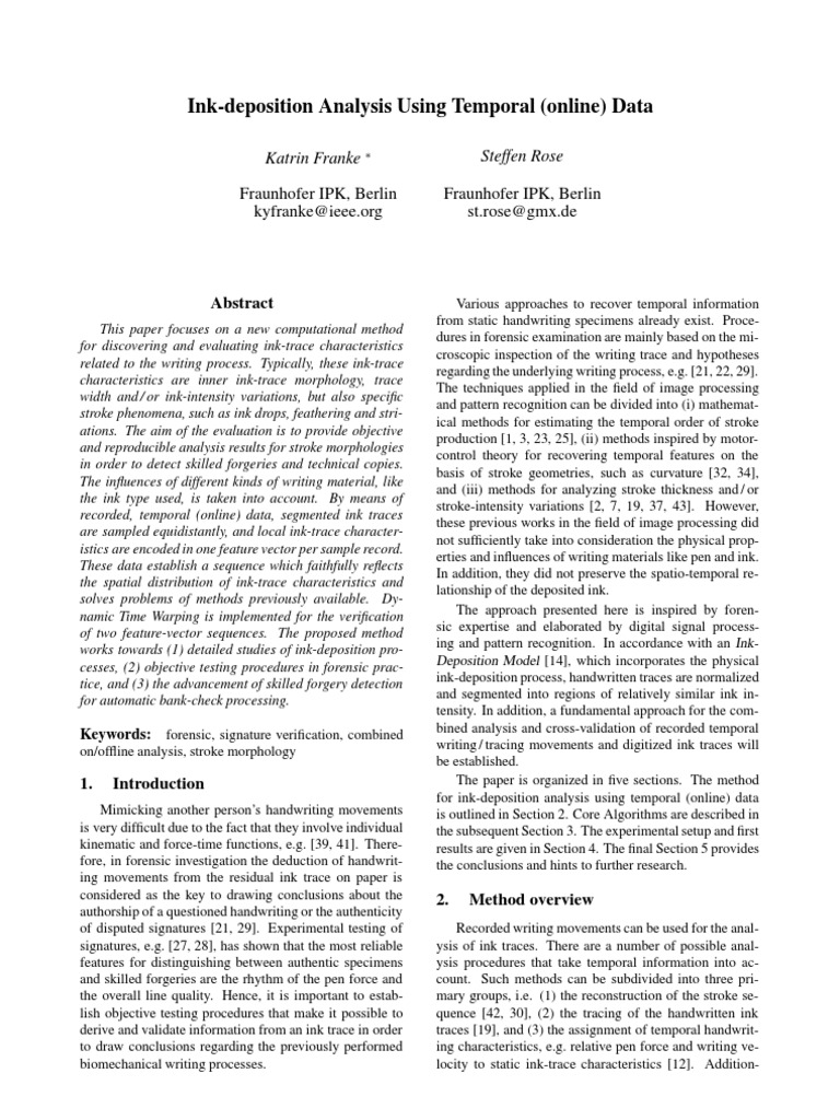 Ink-Deposition Analysis for Forensics | PDF