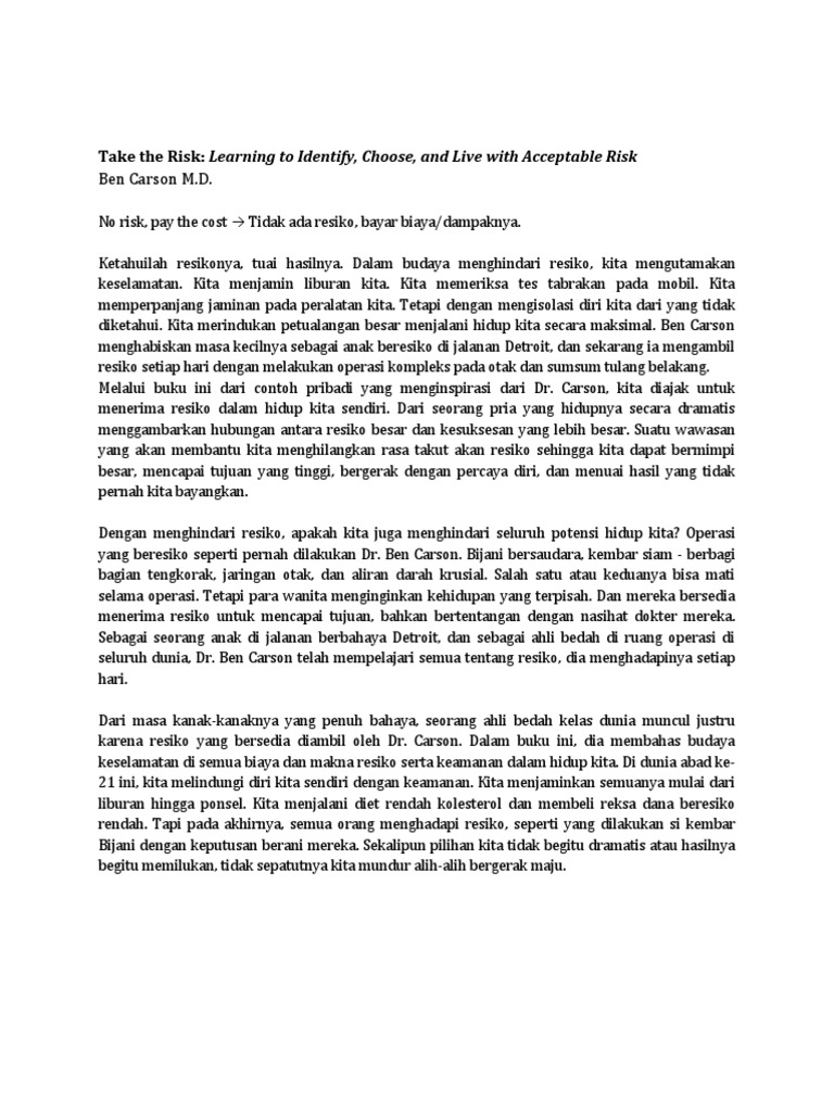 Take The Risk - Ben Carson | PDF