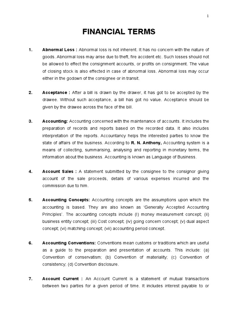 Key Financial Terms Explained | PDF | Debits And Credits | Bookkeeping