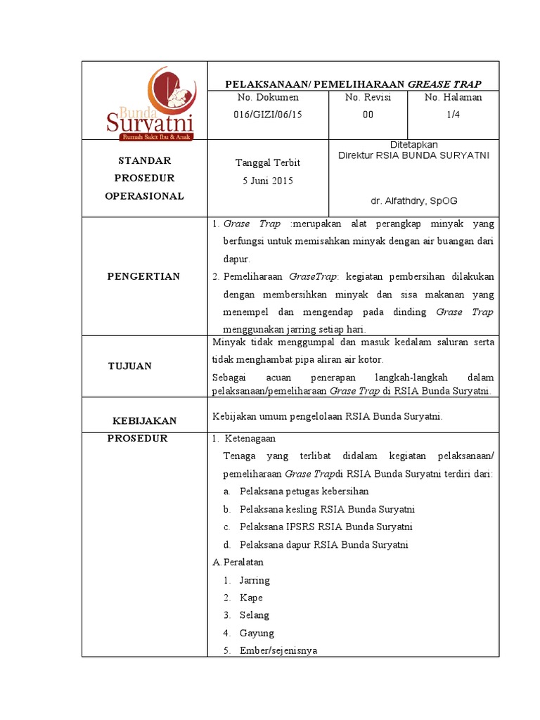 Spo Pemeliharaan Grease Trap | PDF | Kesehatan Holistik | Sains ...