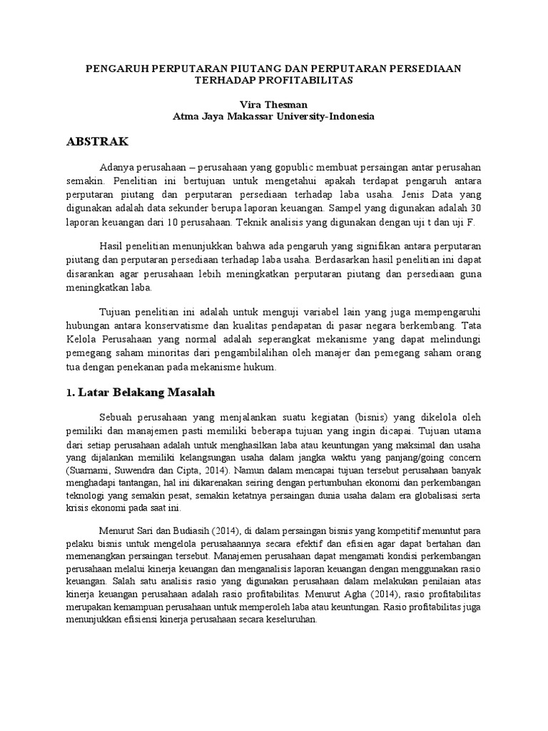 Pengaruh Perputaran Piutang dan Persediaan | PDF
