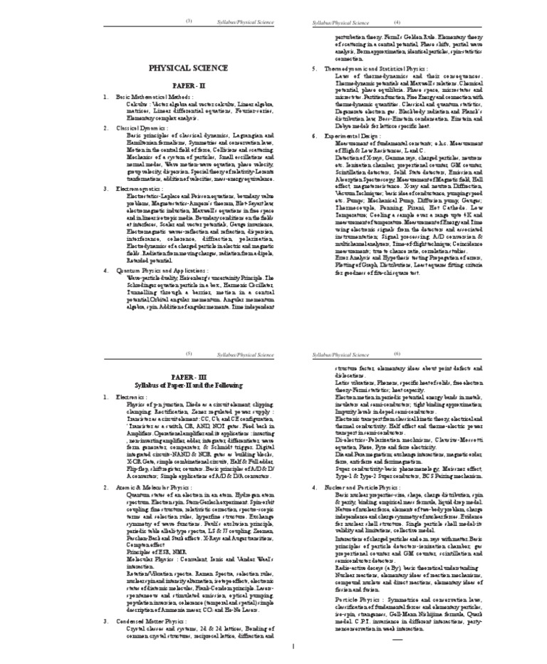 Phy-Sci-Wb Syllabus | PDF | Electron | Field (Physics)