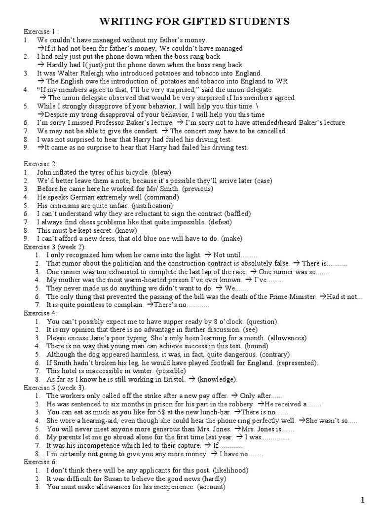 Writing For Gifted Students. Sts Only | PDF