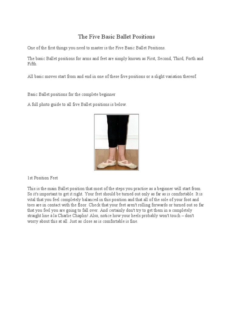 Five Basic Ballet Positions Explained | PDF | Foot | Arm
