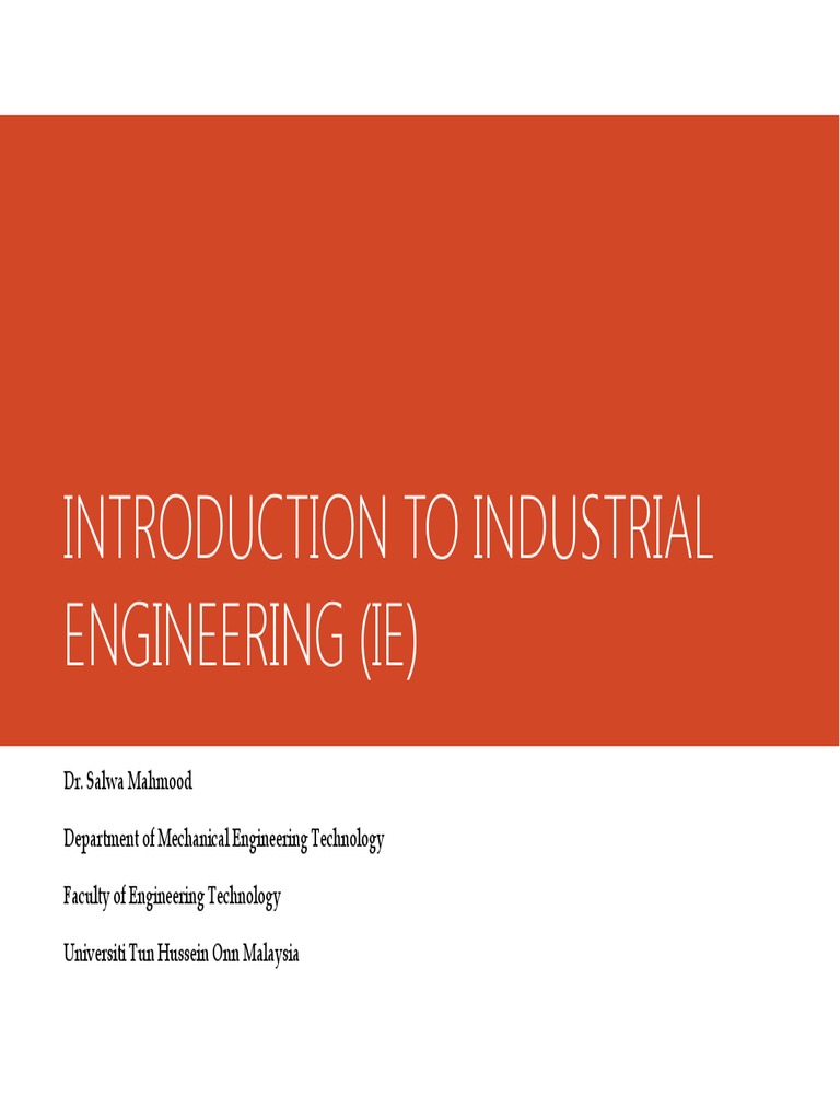 Industrial Engineering (Ie) | PDF | Industrial Engineering | System