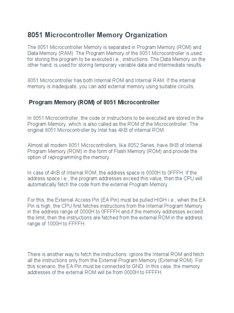 8051 Microcontroller Memory Organization | PDF | Microcontroller ...