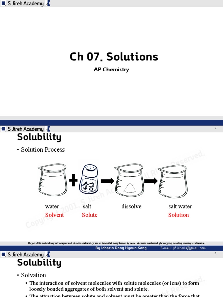 CH 07. Solutions: AP Chemistry | PDF | Solvation | Solution