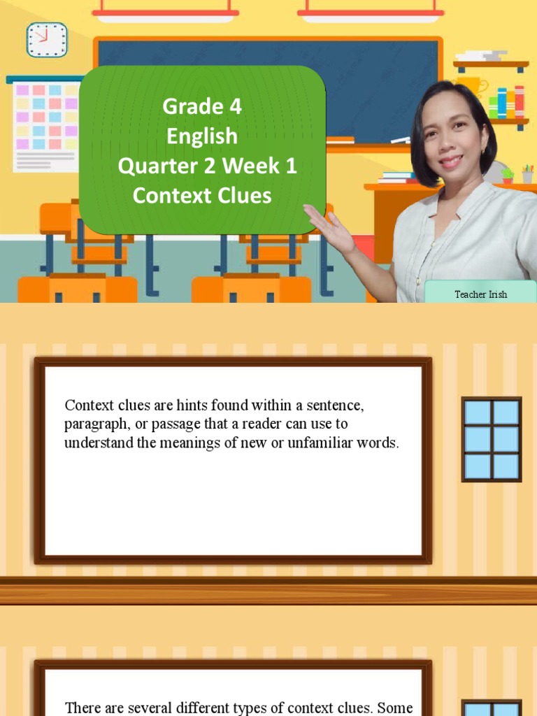 Grade 4 English Quarter 2 Week 1 Context Clues: Teacher Irish | PDF ...