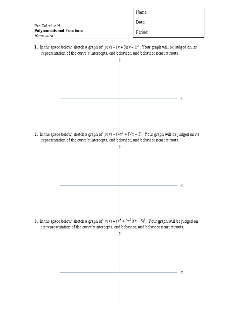 24 Polys and Functions Worksheet | PDF | Polynomial | Zero Of A Function