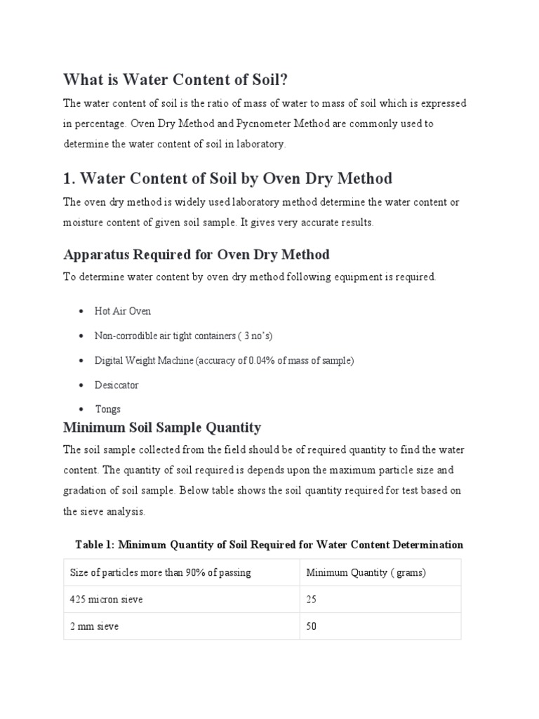 Methods For Determining Moisture Content | PDF | Soil | Applied And ...