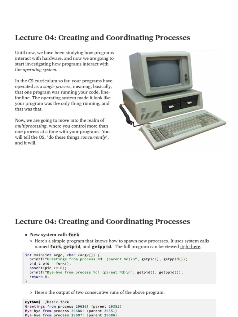 Lecture 04 Creating And Coordinating Processes Multiprocessing Where 0397