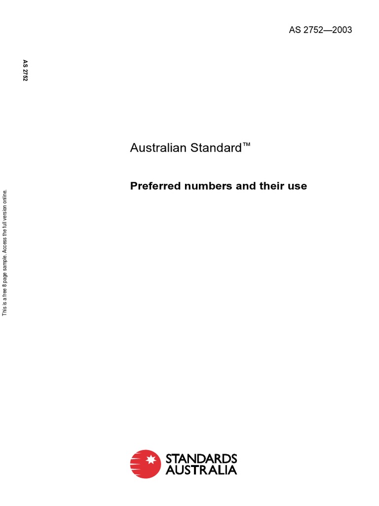 Australian Standard: Preferred Numbers and Their Use | PDF ...