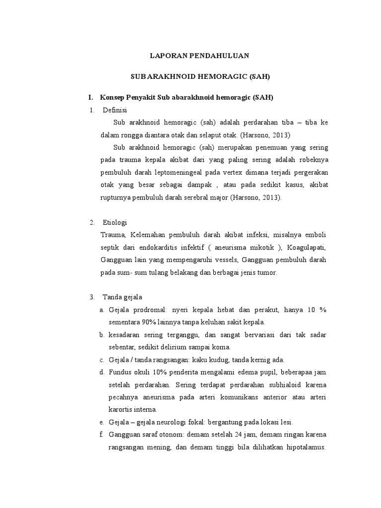 Laporan Pendahuluan SAH | PDF