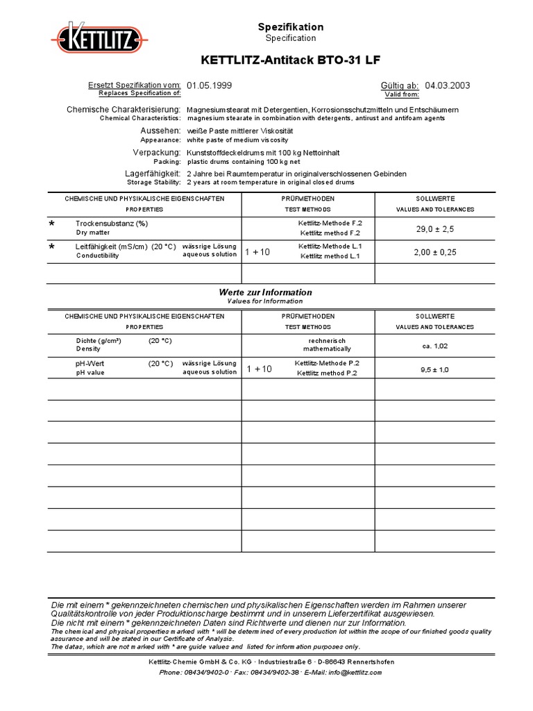 Antitack Bto 31LF | PDF
