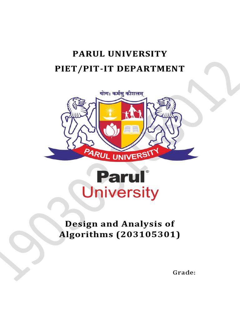 Parul University Piet/Pit-It Department: Grade | PDF | Mathematical ...