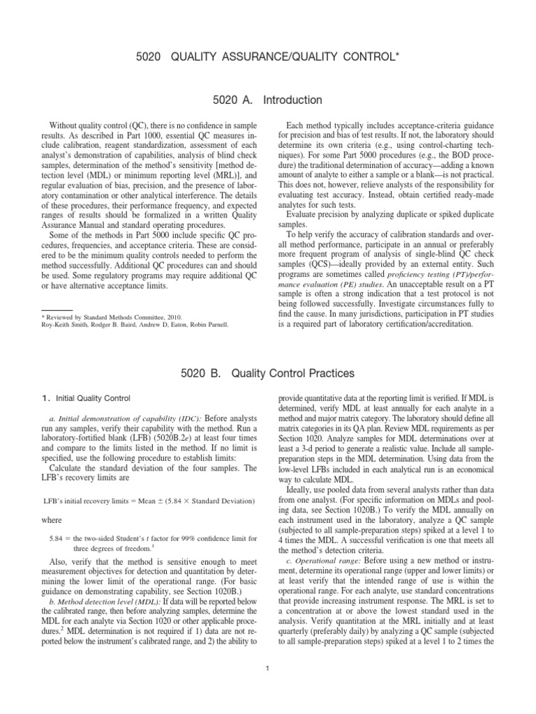 5020B QC - QA Guide | PDF | Calibration | Accuracy And Precision