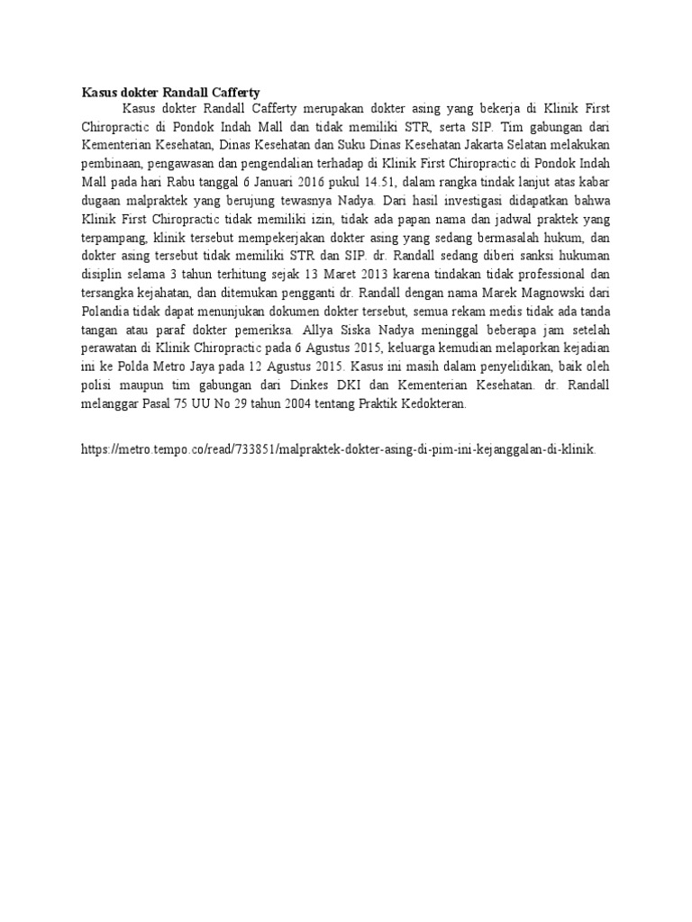 Kasus Dokter Randall Cafferty | PDF
