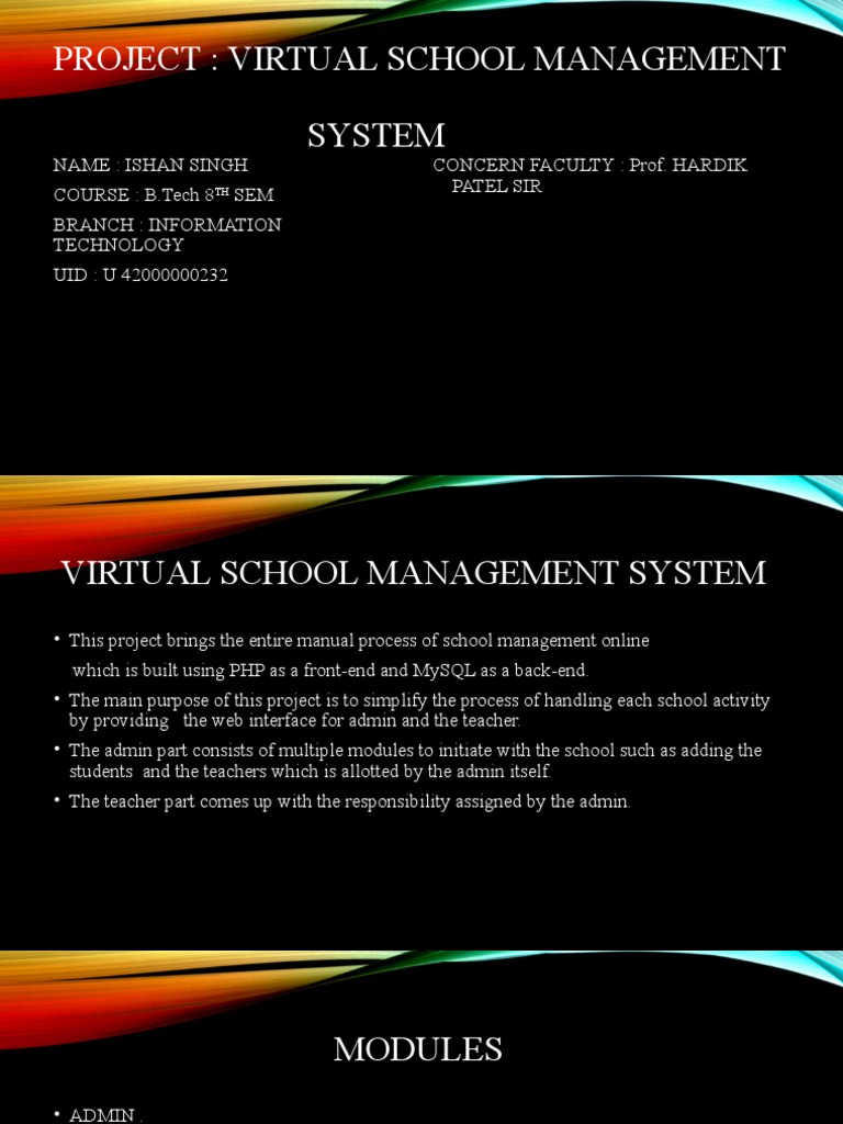 Virtual School Management System: A Project Proposal Outlining Modules ...