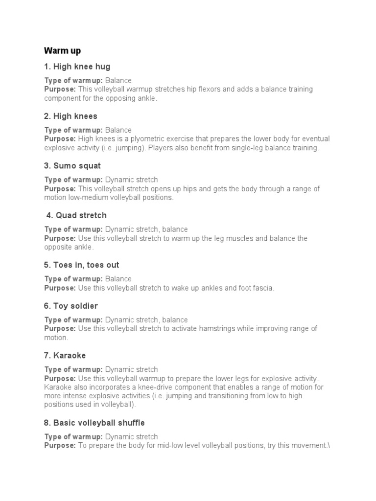 Warm Up and Cool Down | PDF