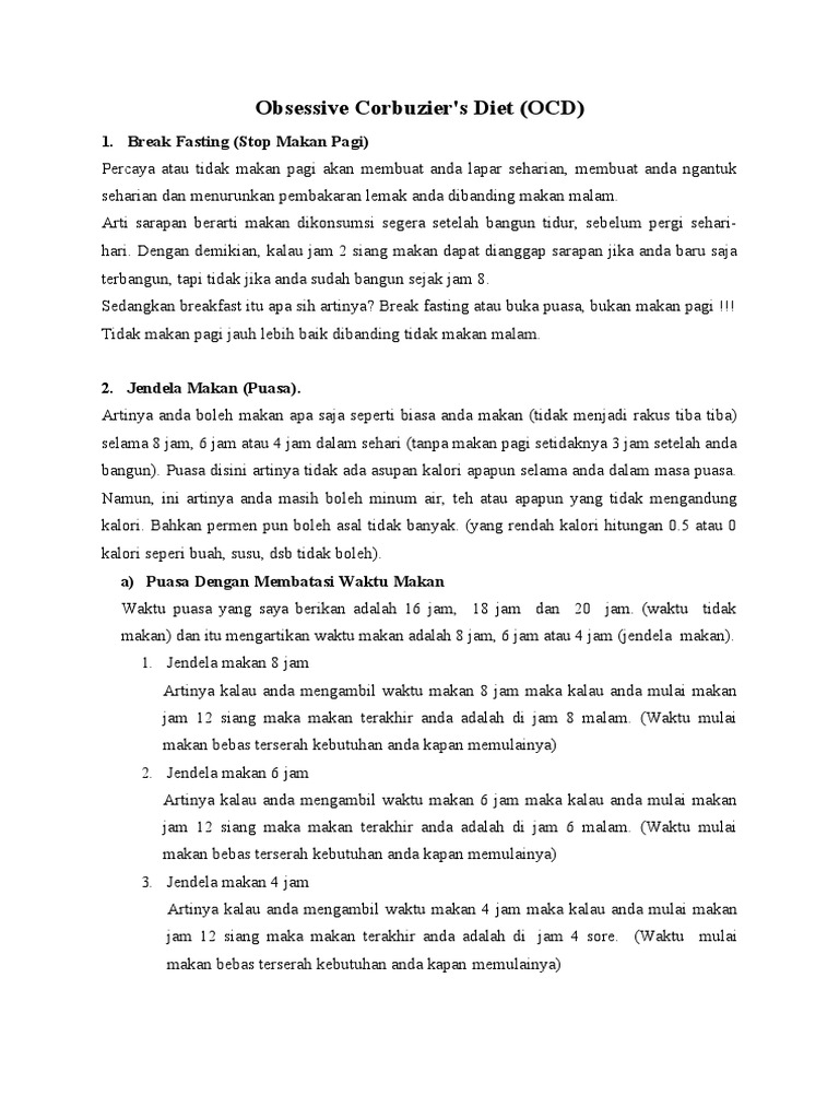 Obsessive Corbuziers Diet Ocd | PDF