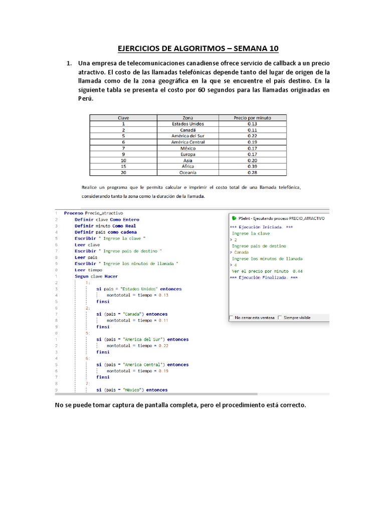 Ejercicios de Algoritmos | PDF