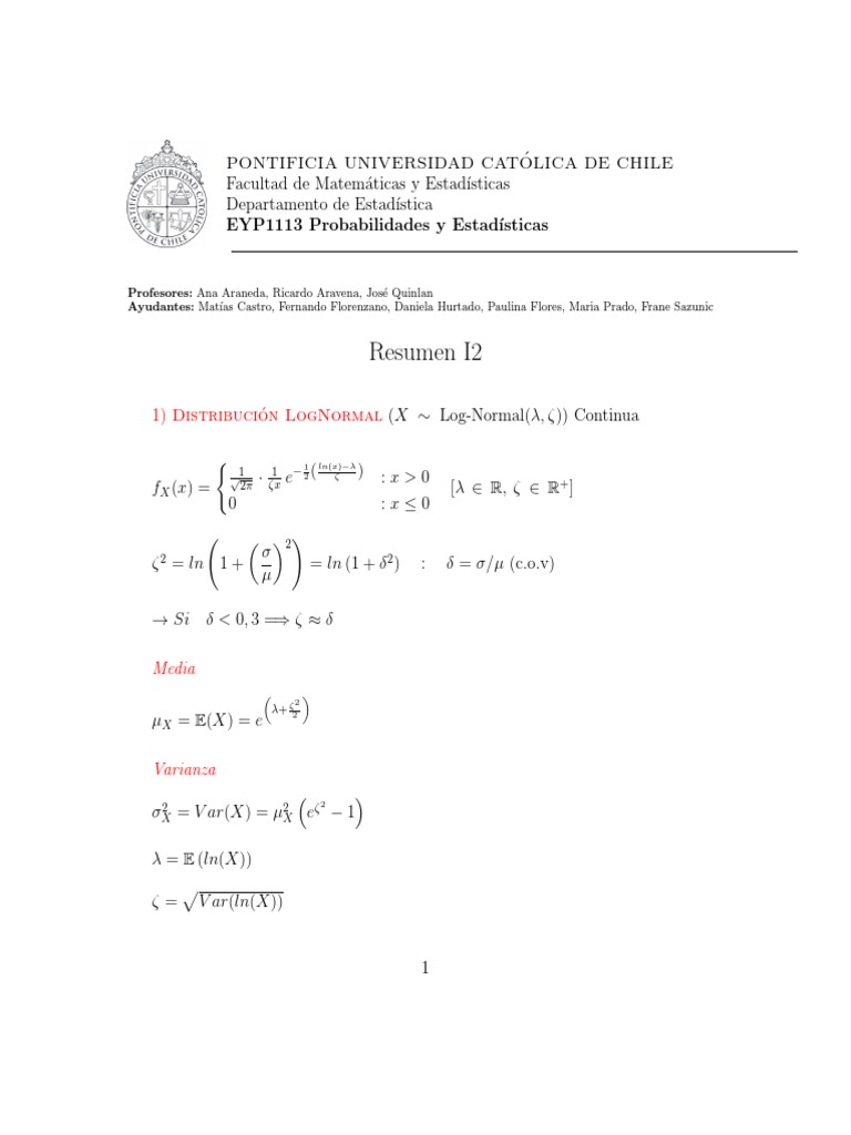 Resumen I2 Distribuciones | PDF | Distribución de veneno | Enseñanza de matemática