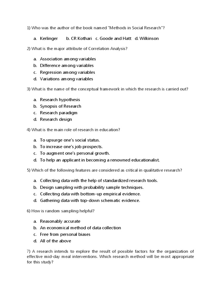 MCQ Research Methodlogy | Download Free PDF | Hypothesis | Null Hypothesis