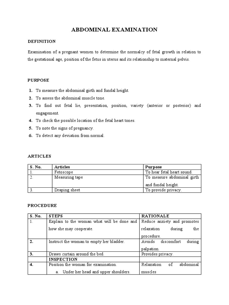 Abdominal Examination Pdf Abdomen Uterus