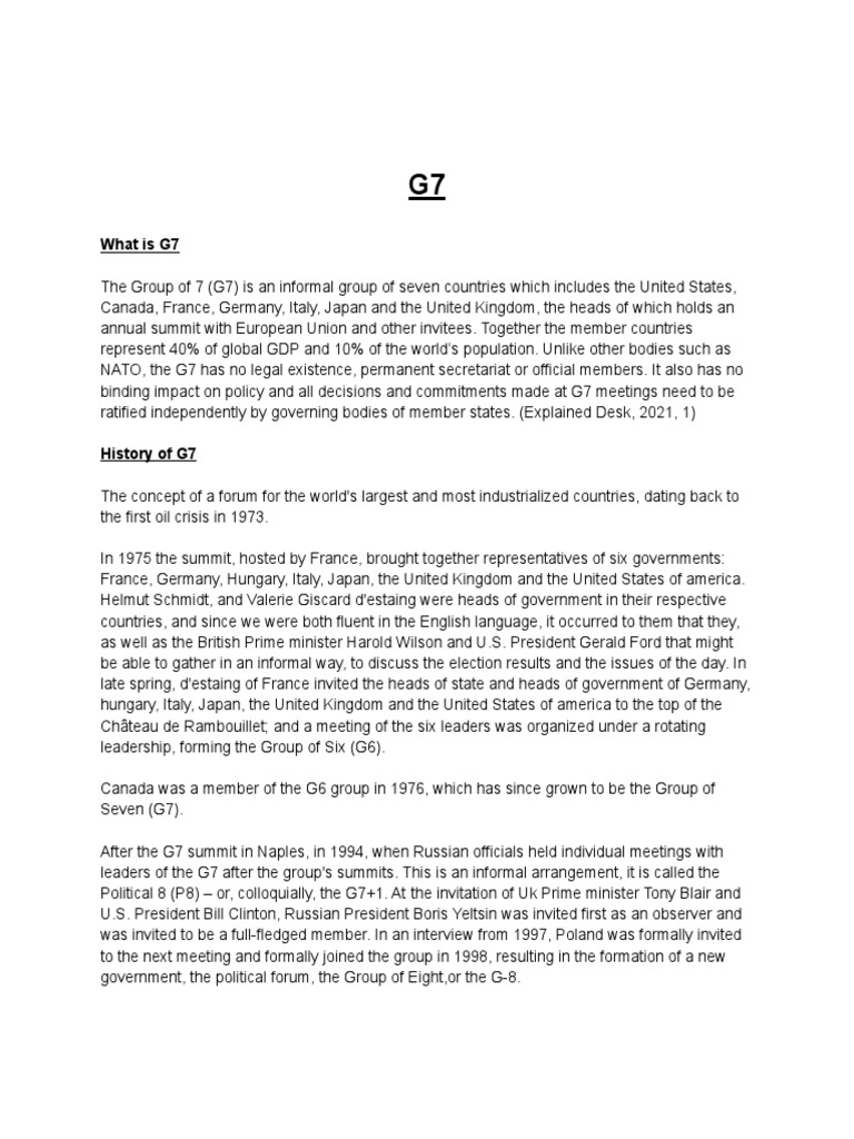 What Is G7 | PDF | International Relations | Global Politics