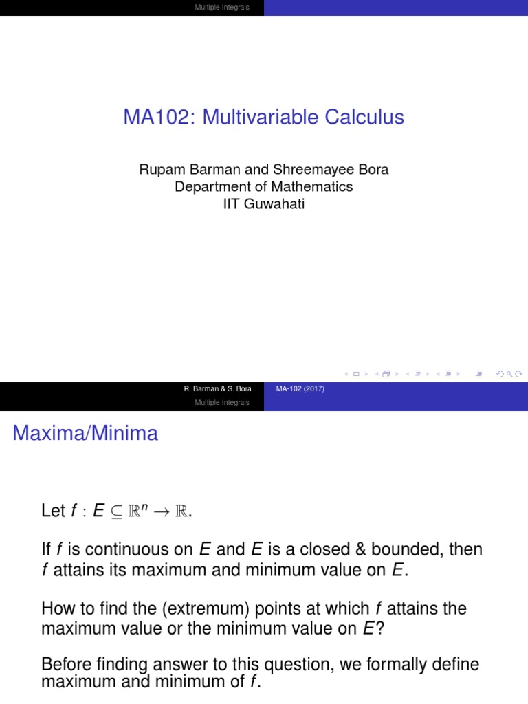 Slides 6th Week | PDF | Maxima And Minima | Theoretical Physics