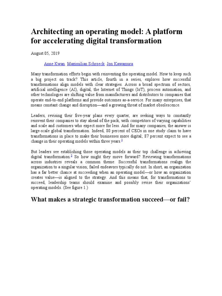 DELOITTE Architecting An Operating Model | PDF | Business Model ...