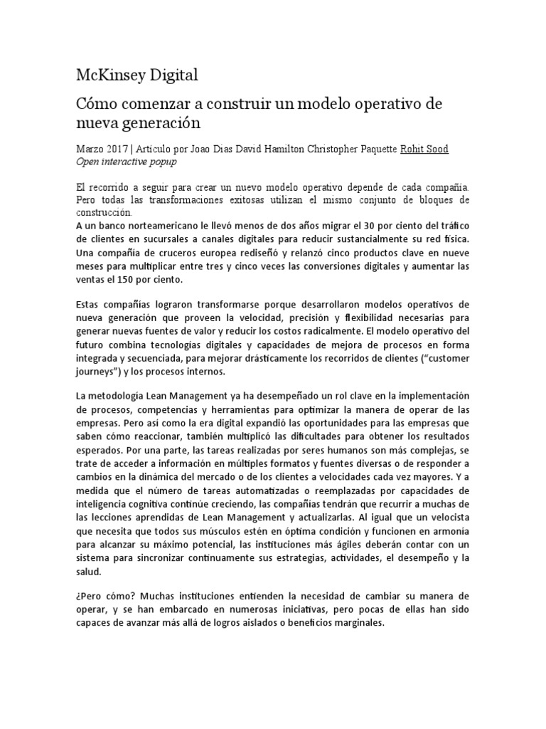McKinsey Modelo Operativo 2017 | PDF | Software | Computación en la nube