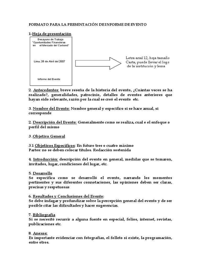 Formato para La Presentación de Informe de Evento | PDF
