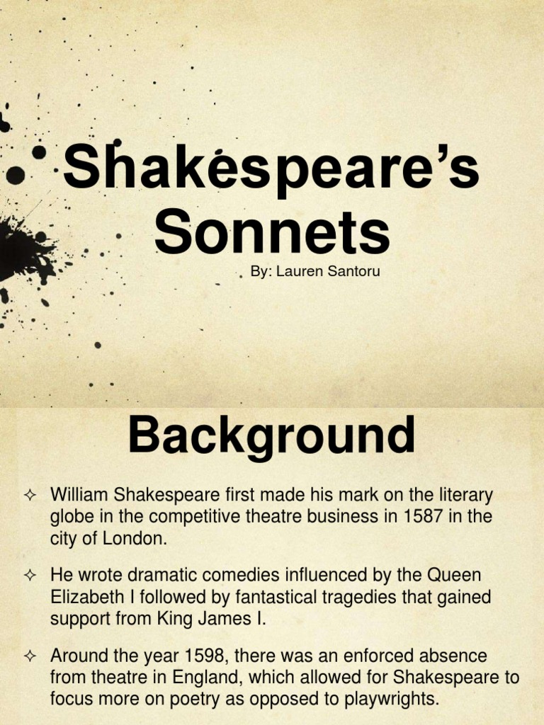 Shakespeare's Sonnets: By: Lauren Santoru | Download grátis PDF | Sonnets | Shakespeare's Sonnets