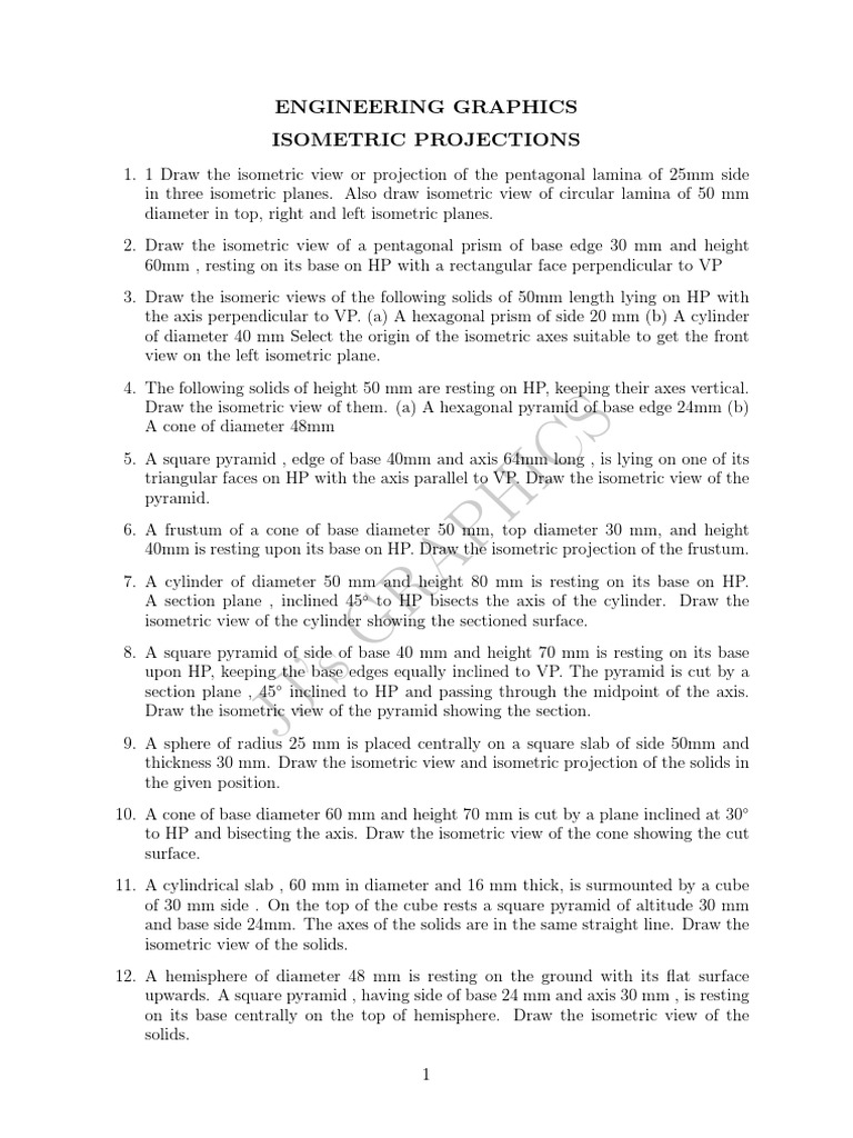 Isometric Projection Tutorial Questions | PDF | Sphere | Geometry