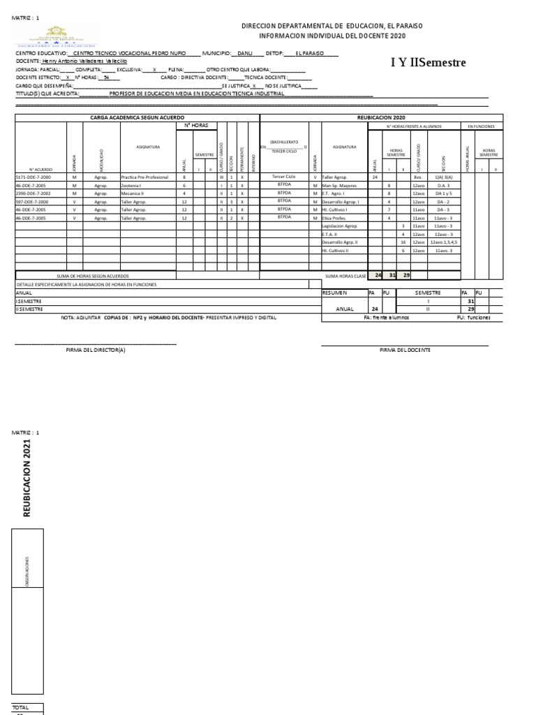 Formato de Reubicacion Individual 2020 | PDF | Educación avanzada
