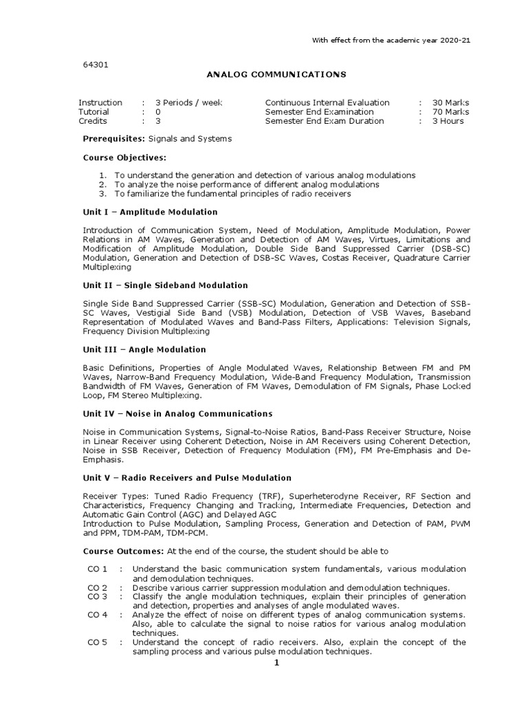 Part 4 Ece 3rd Year R18 Syllabus Updated Pdf Antenna Radio Modulation