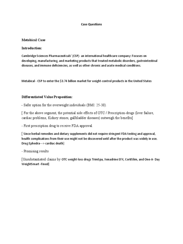 Metabical Case | Download Free PDF | Pricing | Weight Loss