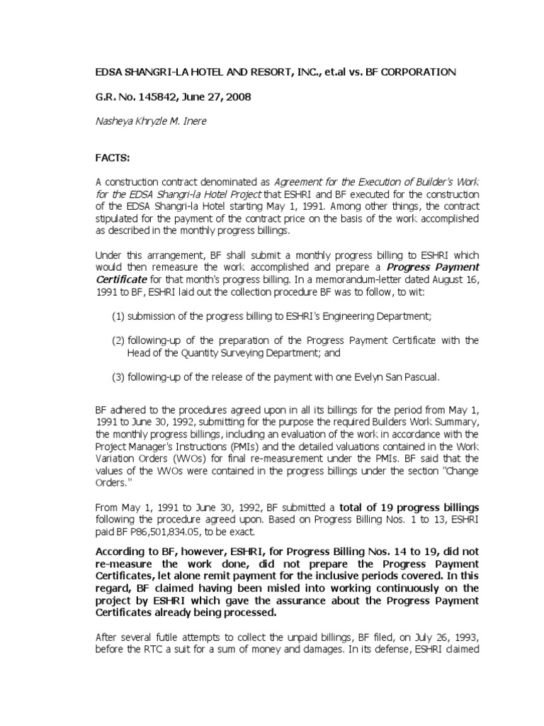 EDSA SHANGRI-LA Vs BF CORP (Original Document Rule) | PDF | Evidence ...
